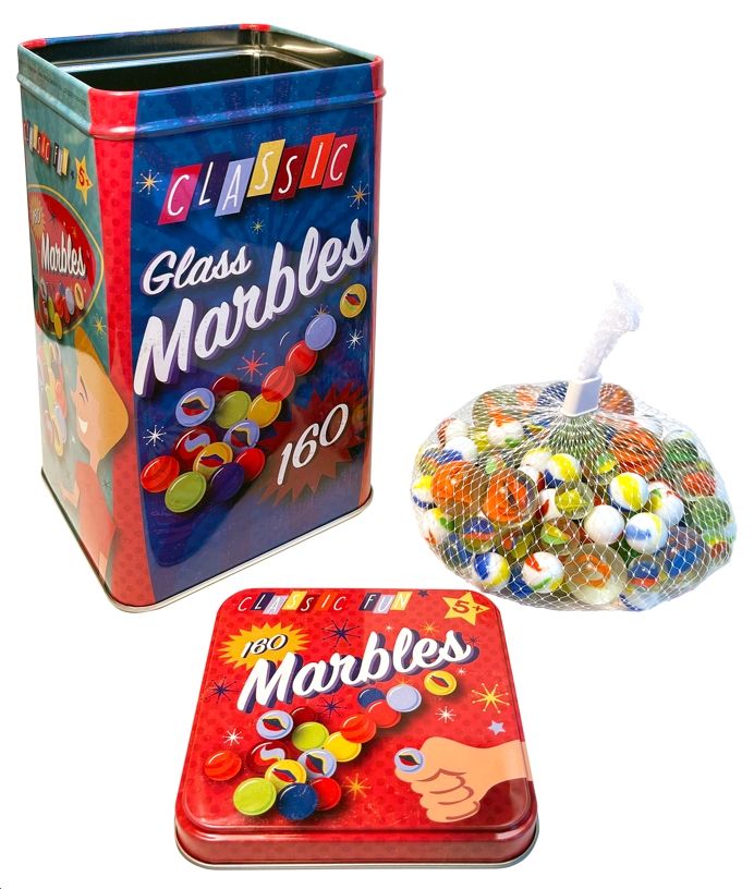 160 Marbles in a Tin Box Nostalgia Tin Item (6 pack) - Item # 938907