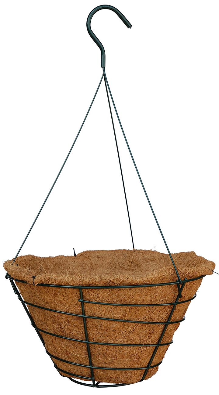 14" COCO BASKET WITH WIRE HANGER - GROWER CASE OF 24 BASKETS