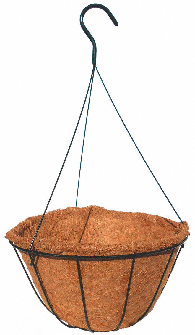 14" COCO BASKET WITH WIRE HANGER - GROWER CASE OF 25 BASKETS