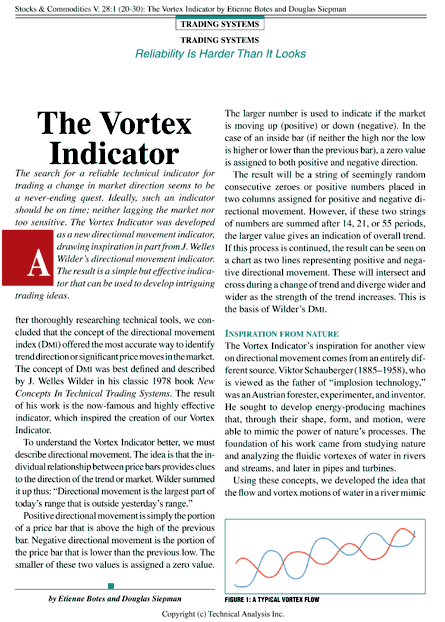 Stocks & Commodities V. 28:1 (20-30): The Vortex Indicator by Etienne ...