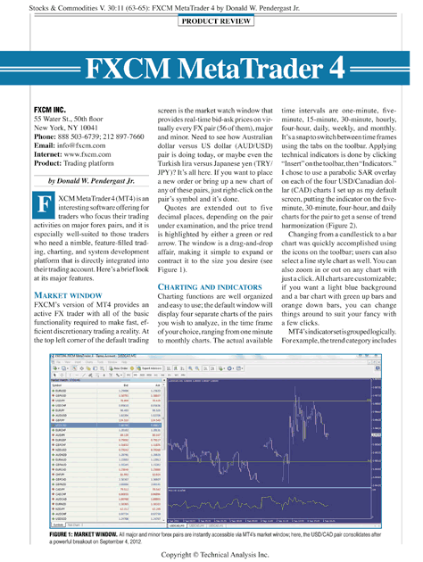 Stocks & Commodities V. 30:11 (63-65): Product Review: FXCM MetaTrader ...