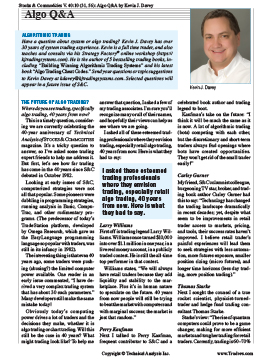 Stocks & Commodities V. 40:10 (31, 56): Algo Q&A by Kevin J. Davey