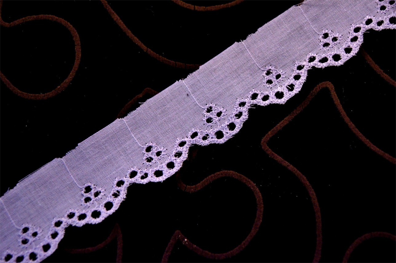 1 1/8" Lavender Blue Eyelet Scalloped Lace Trim #220