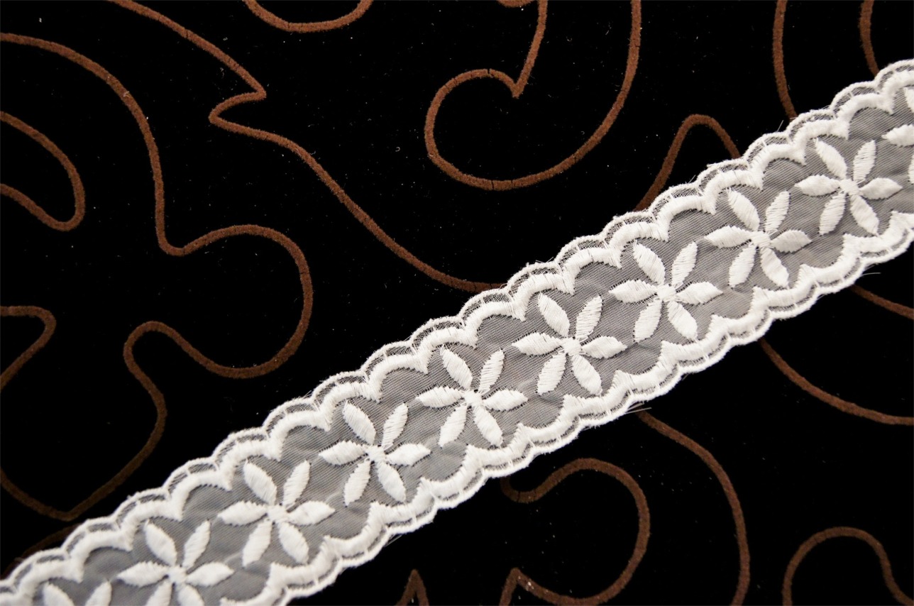 1 5/8" White Floral Sheer Lace Trim #253