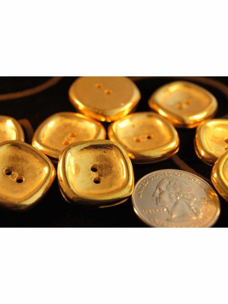 2 Hole Vintage Metallic Gold Buttons 7/8" inch (10 pcs)