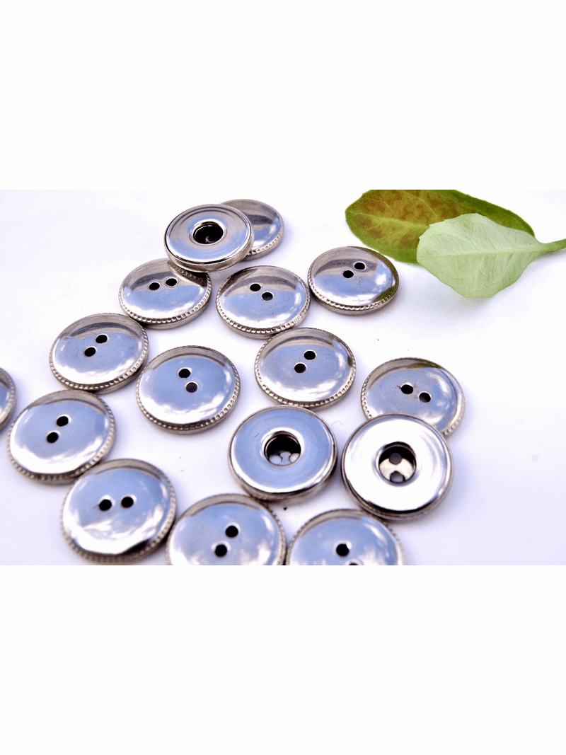 2 Hole Vintage Silver Metal Buttons 3/4" inch (10 pcs)