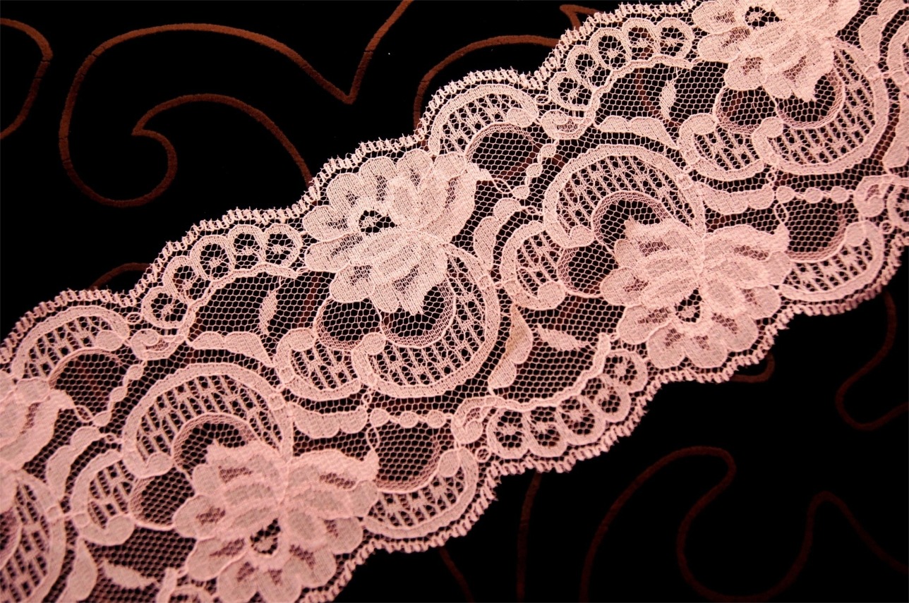 3 3/4" Powder Pink Floral Galloon Lace Trim #1004