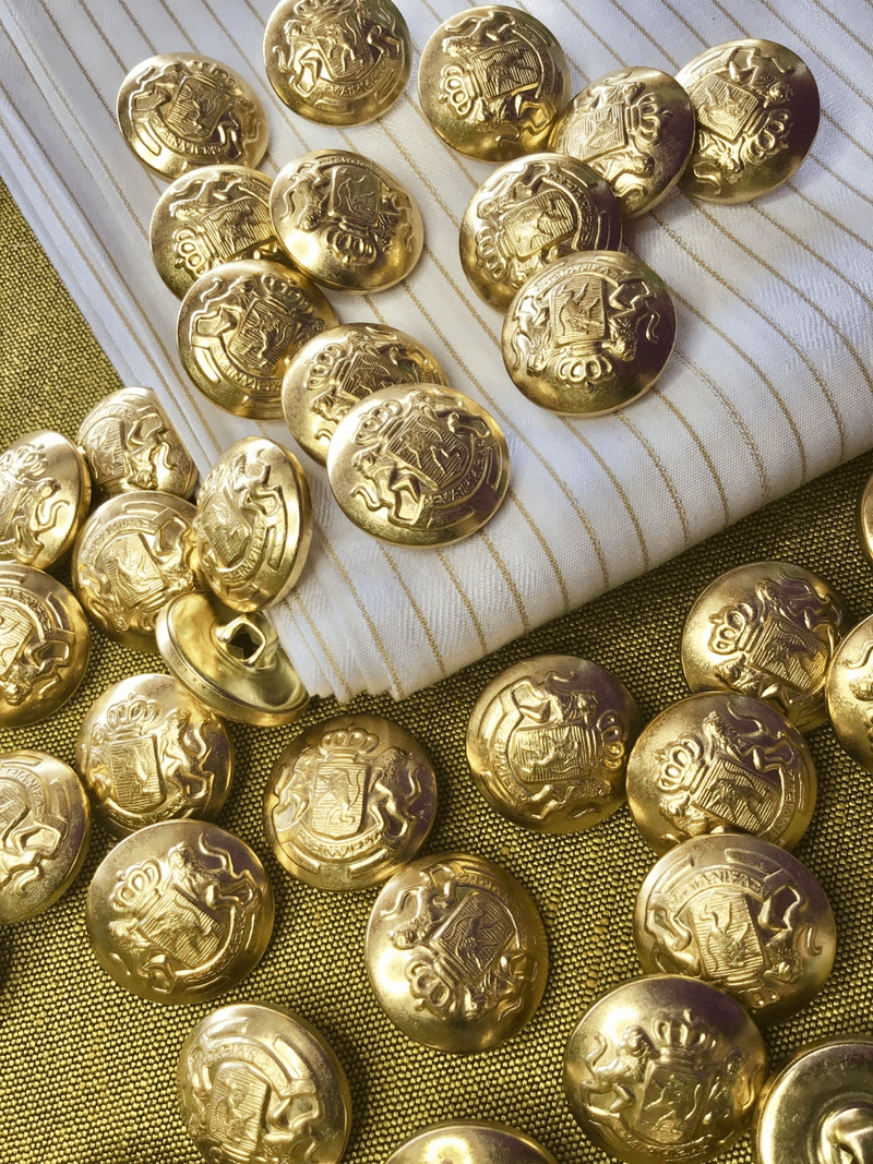 3/4" (19mm) 30L Royal Lion Metal Gold Dome Button Vintage Blazer Crest ...