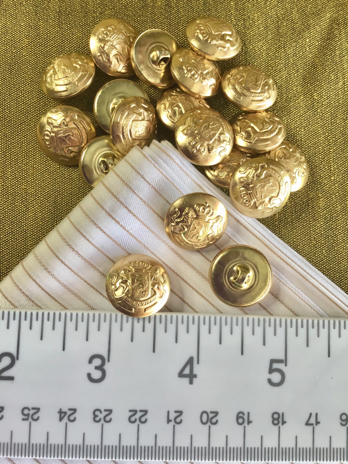 3/4" (19mm) 30L Royal Lion Metal Gold Dome Button Vintage Blazer Crest ...