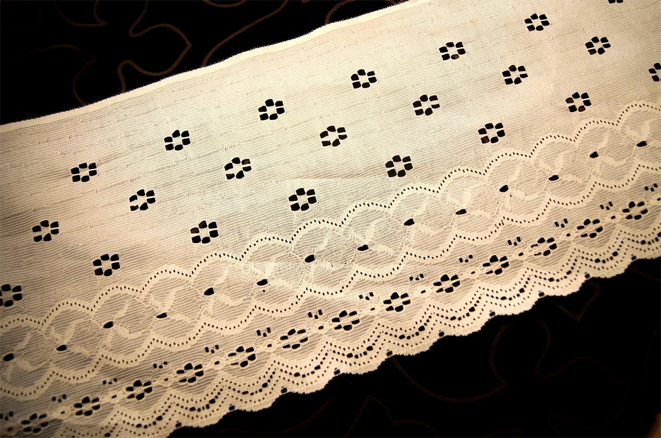 7 1/4" Off White Vintage Eyelet Lace Trim #1055