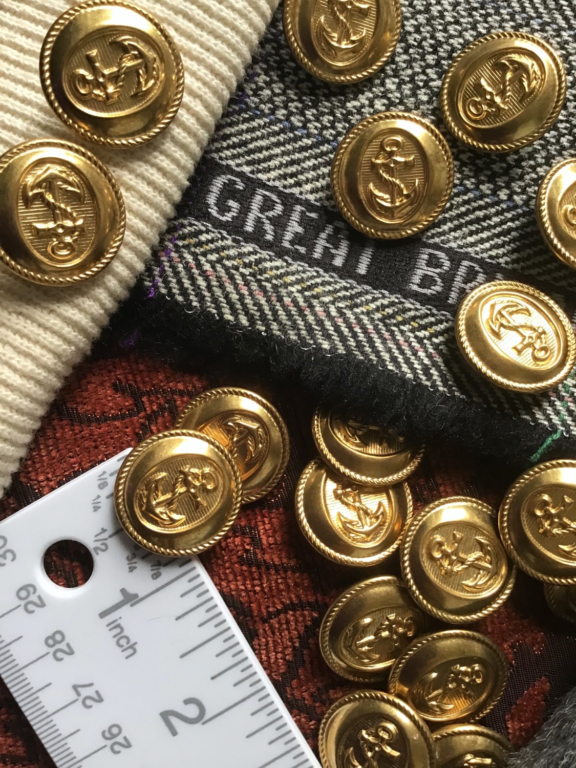 Anchor Embossed Gold Metal Button Vintage Blazer Shank 15/16" (23mm ...