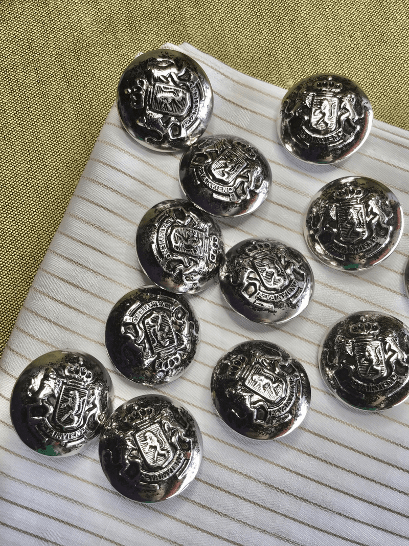 Antique Silver Lion Crest Button 15/16" (23mm) 36L Vintage Blazer Metal ...