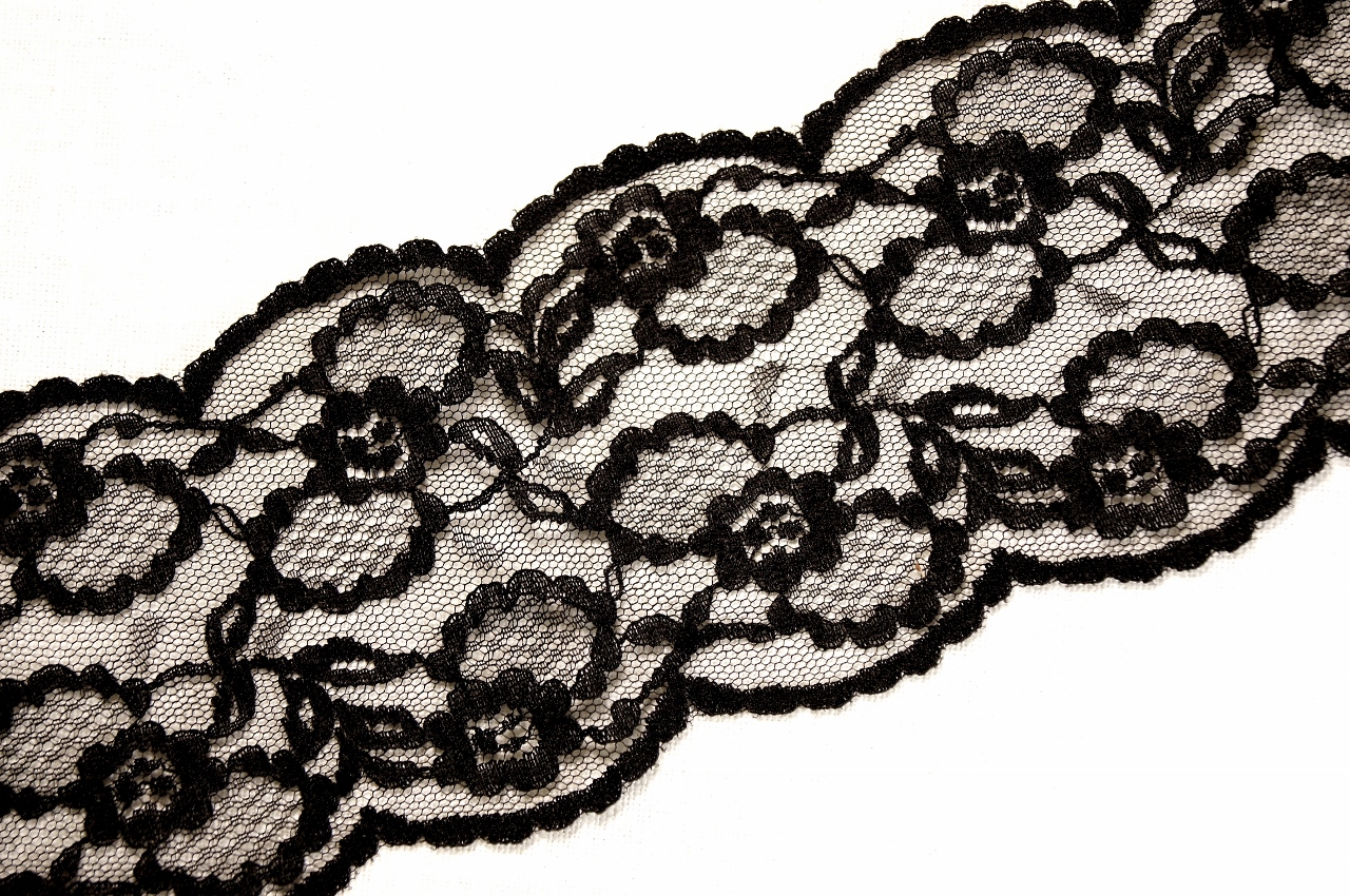 3" Black Galloon Vintage Floral Lace Trim