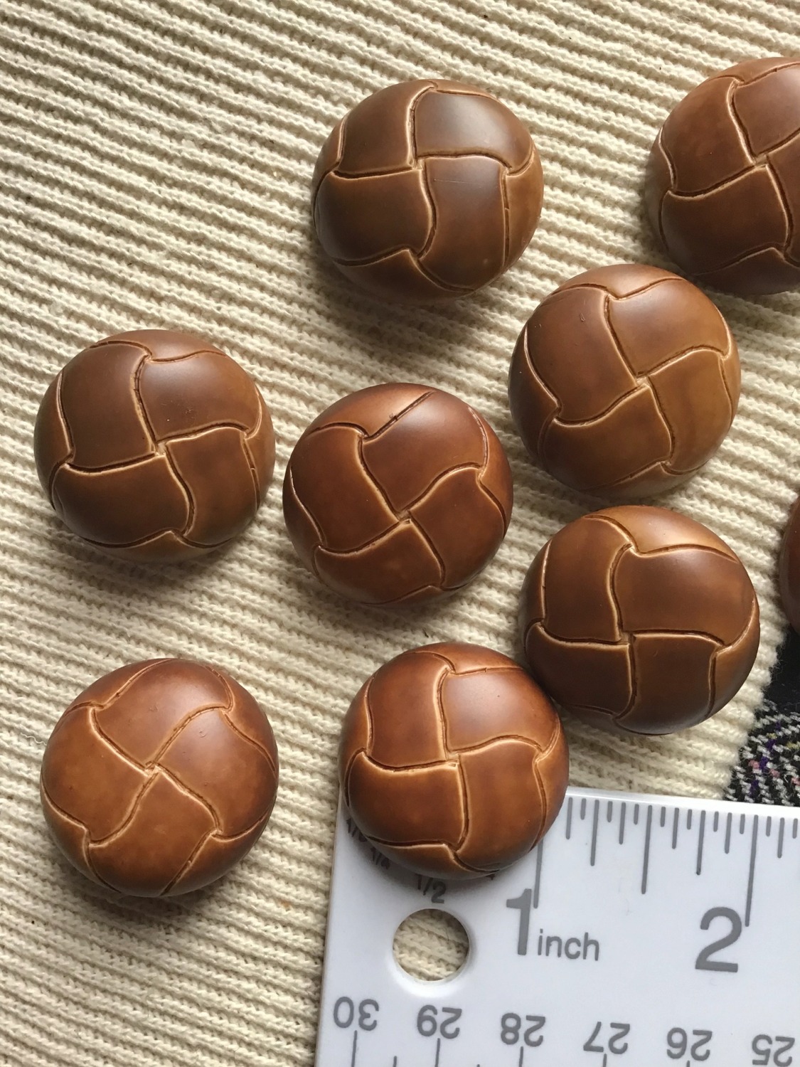 Camel Brown Italian Leather Button Imitation 1-1/8" (28mm) 44L Vintage ...