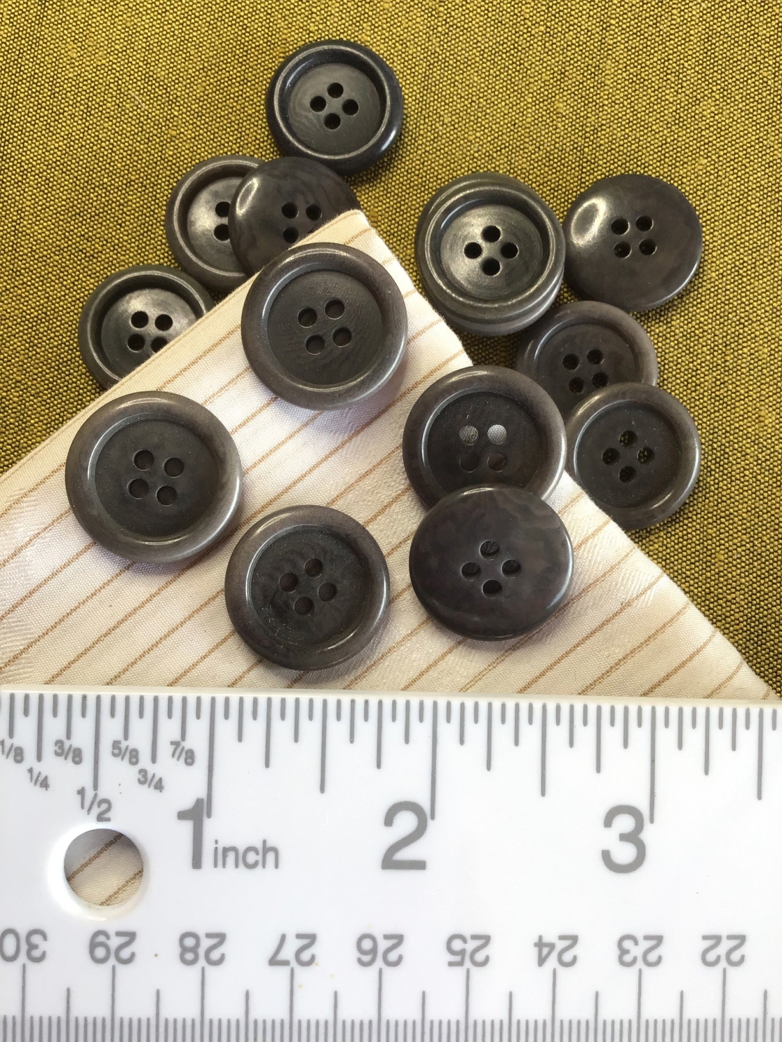 Corozo Button 4 Hole Taupe Button 13/16" (20mm) 32L Vintage Buttons #743