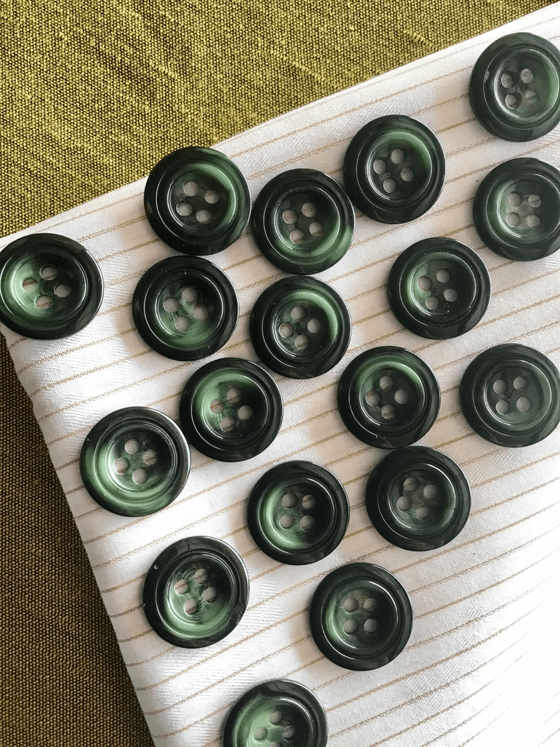 Dark Green Italian Button 4 Hole 13/16" (20mm) 32L Vintage Buttons #939