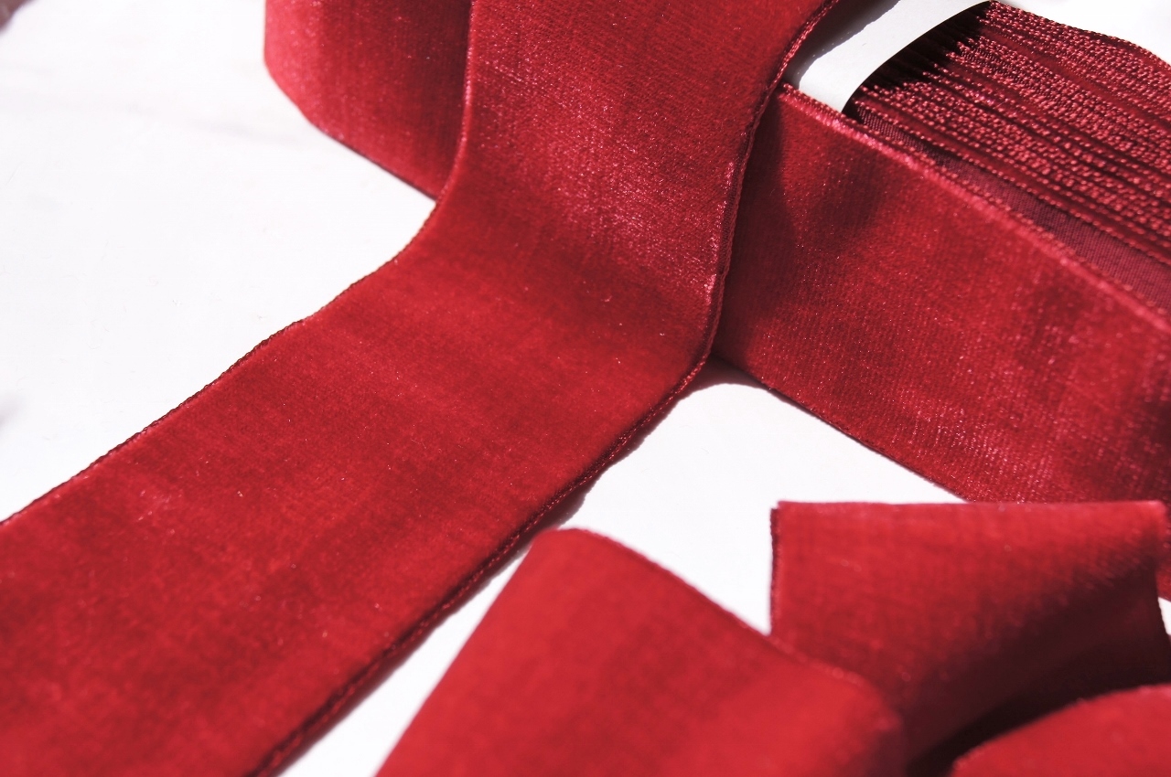 Deep Red French Velvet Ribbon 50mm