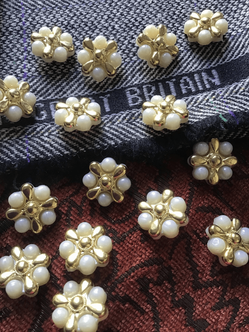 Gold Metallic Plastic Pearl Shank Button 13/16" (20mm) 32L Sewing ...