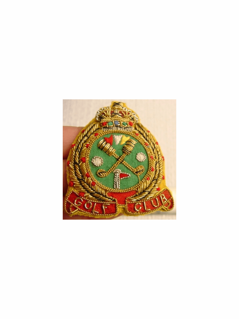 Golf Club Vintage Embroidered Wire Bullion Crest Patches
