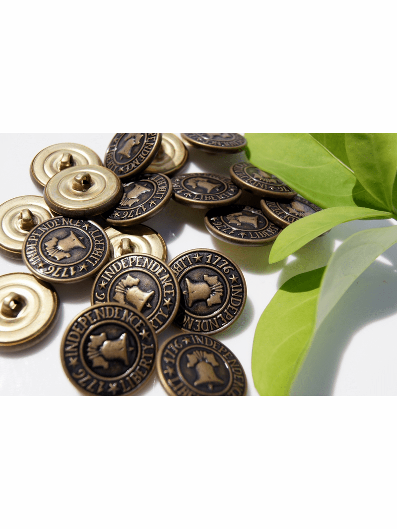 Independence 1776 Liberty Vintage Embossed Metal Buttons 7/8" inch (8 pcs)