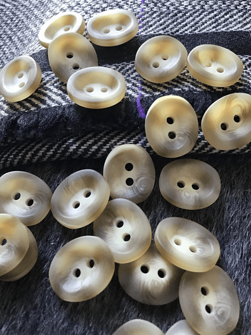 Italian Ecru Tan Mixed White 2 Hole Button 3/4" x 5/8" (19mm x 15mm ...