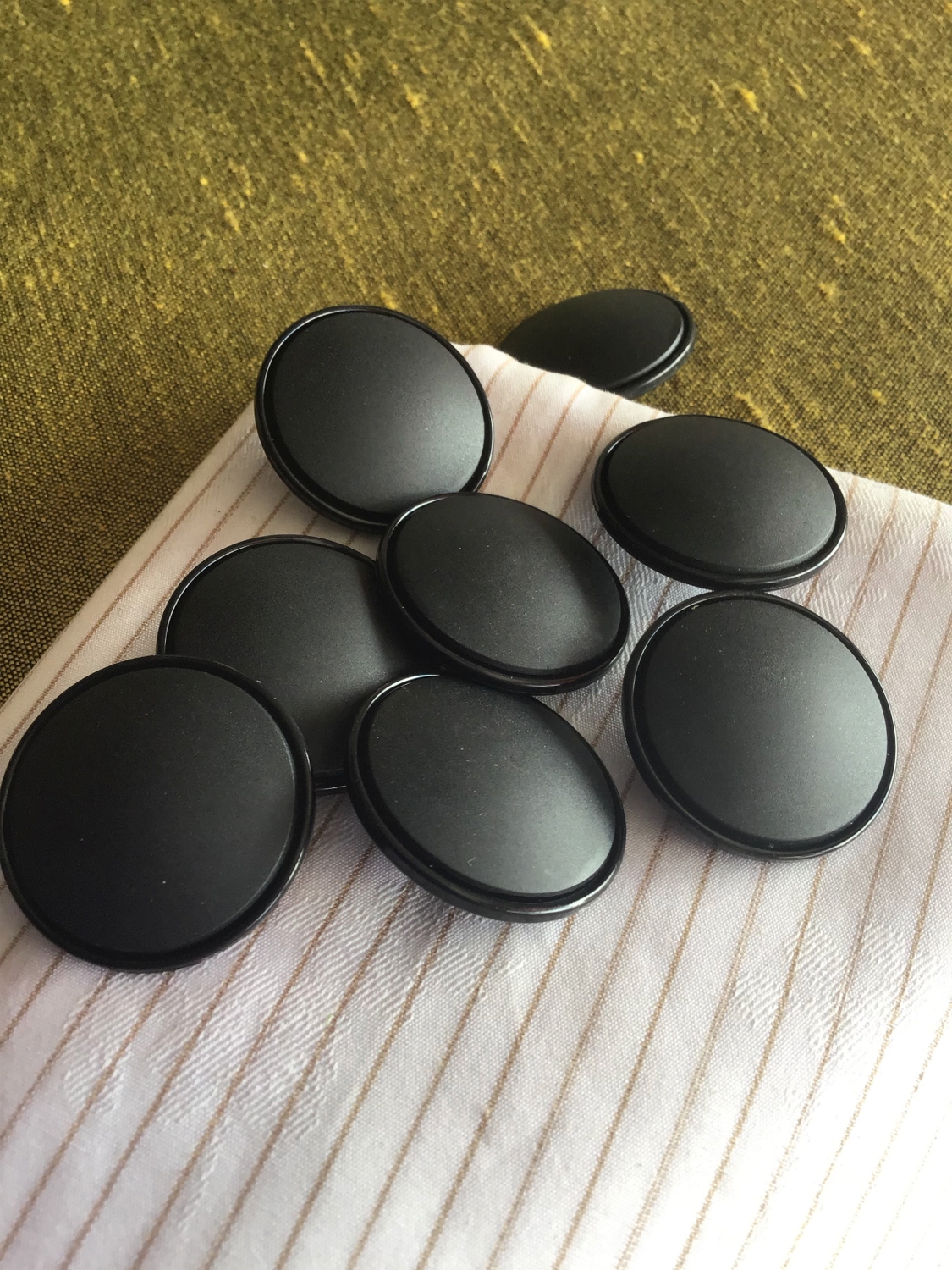 Italian Matte Black Shank Button 1-1/8" (28mm) 44L Vintage Buttons #724