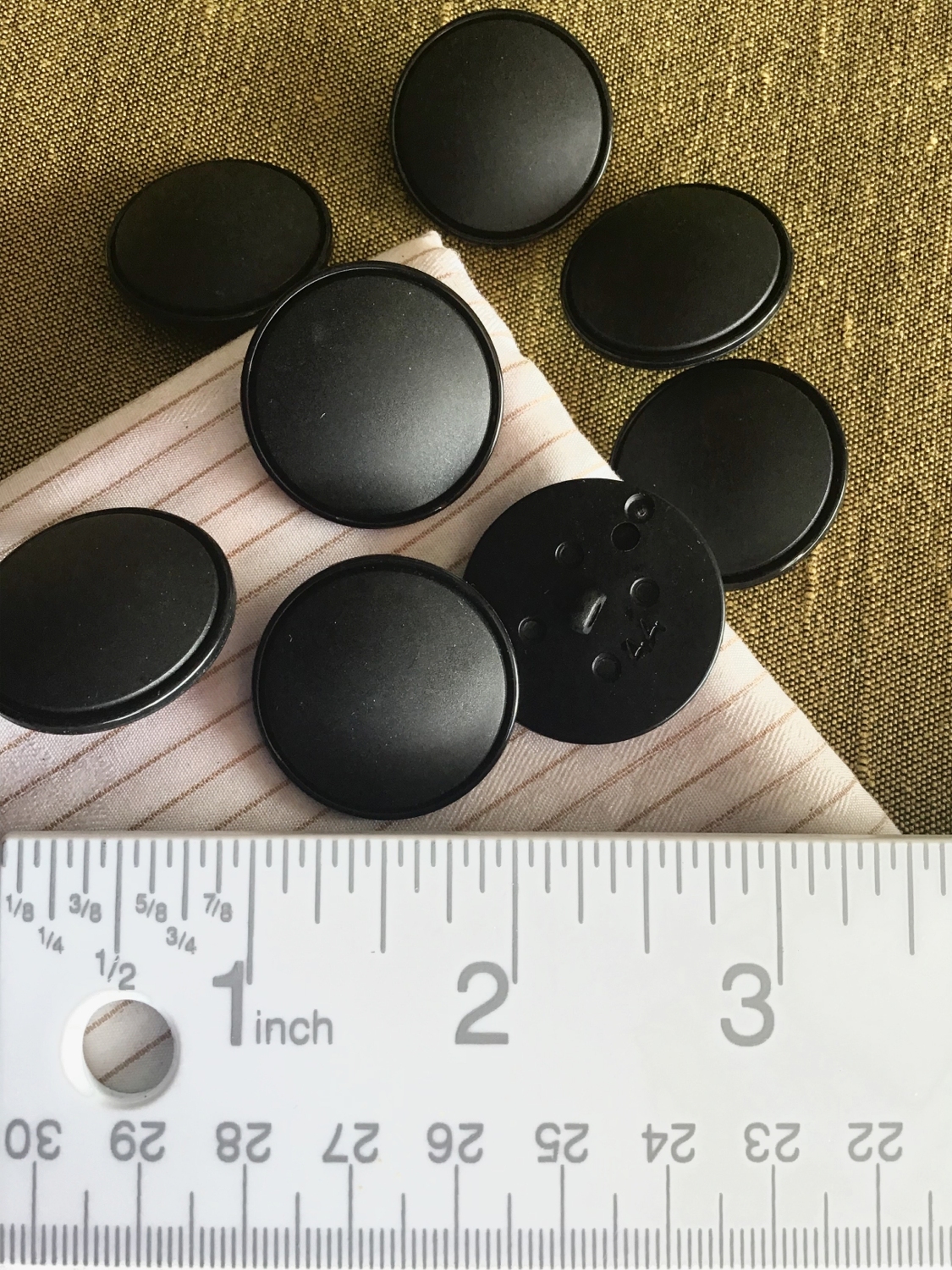 Italian Matte Black Shank Button 1-1/8" (28mm) 44L Vintage Buttons #724