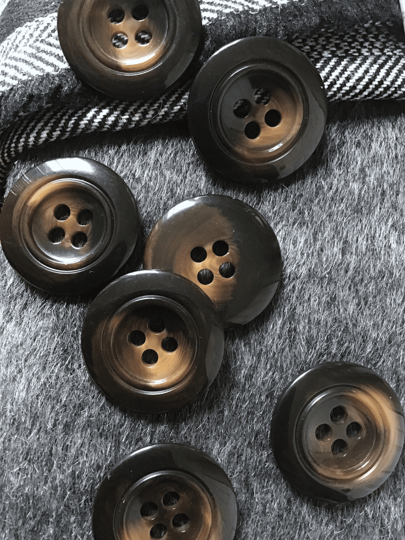 Large Brown Italian Coat 4 Hole 1-3/8" (35mm) 54L Vintage Buttons #605