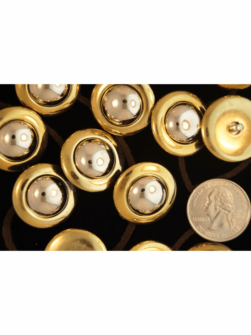 Metallic Gold Vintage Shank Silver Dome Buttons 1" inch (8 pcs)