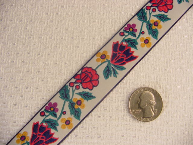 Multi-Colored Floral Jacquard Ribbon #WR-3
