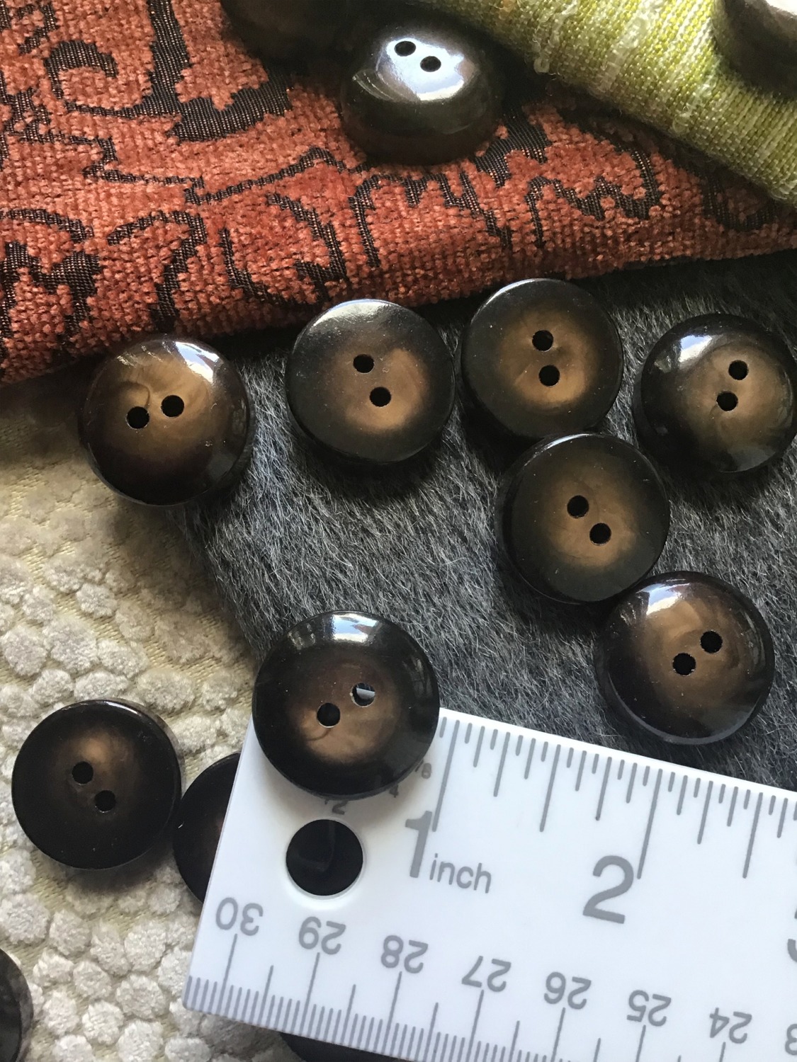 Pearl-like Brown 2 Hole 15/16" (22mm) 36L Italian Vintage Thick Buttons ...
