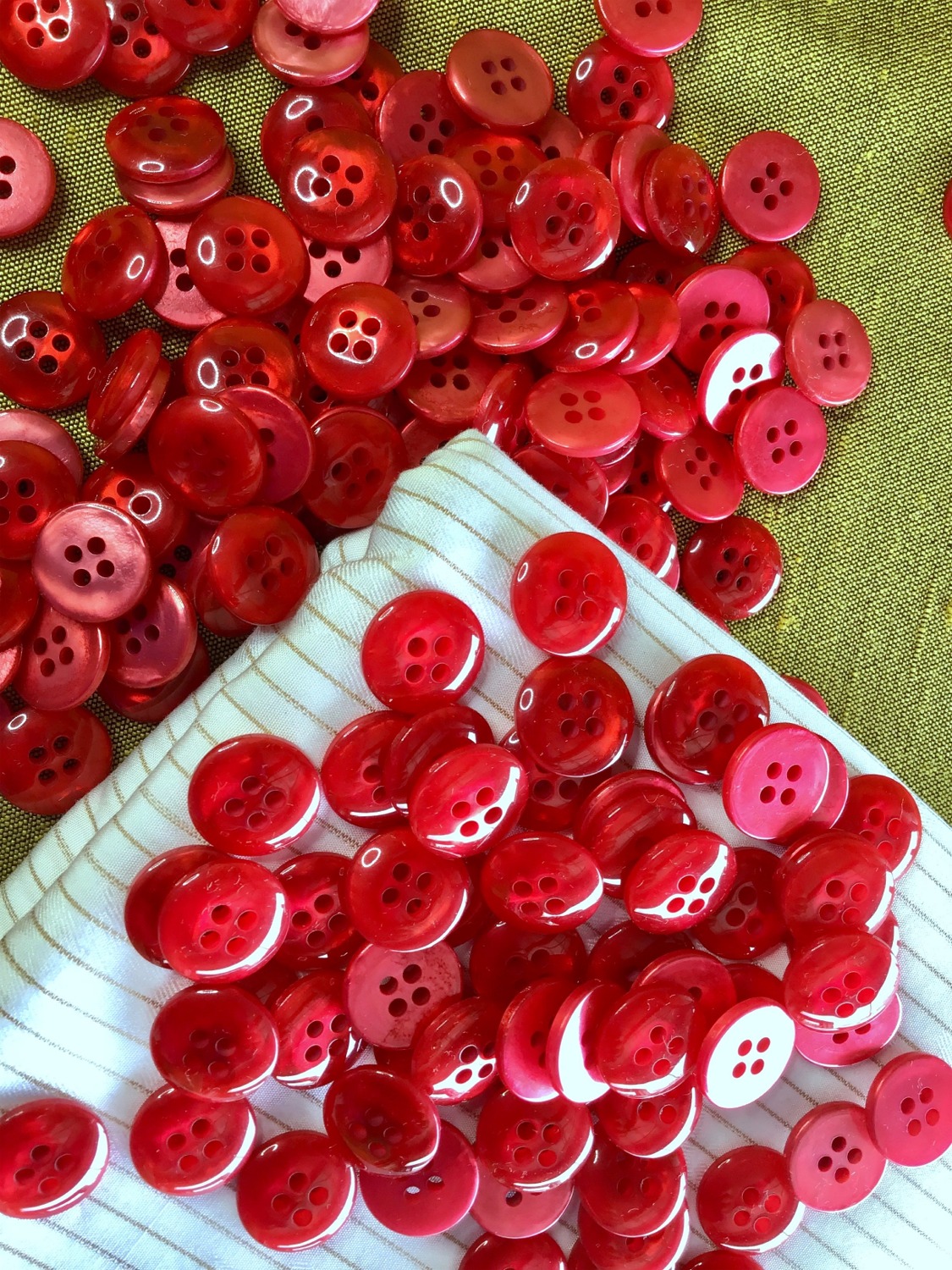 Ruby Red 4 Hole 5/8" (15mm) 24L Vintage Sewing Buttons #1018