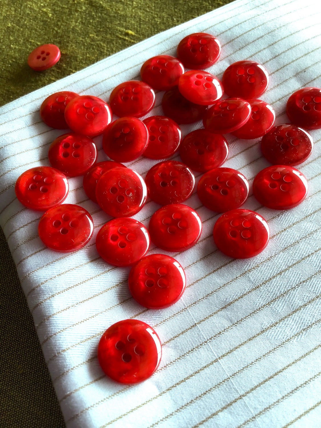 Ruby Red 4 Hole 5/8" (15mm) 24L Vintage Sewing Buttons #1018