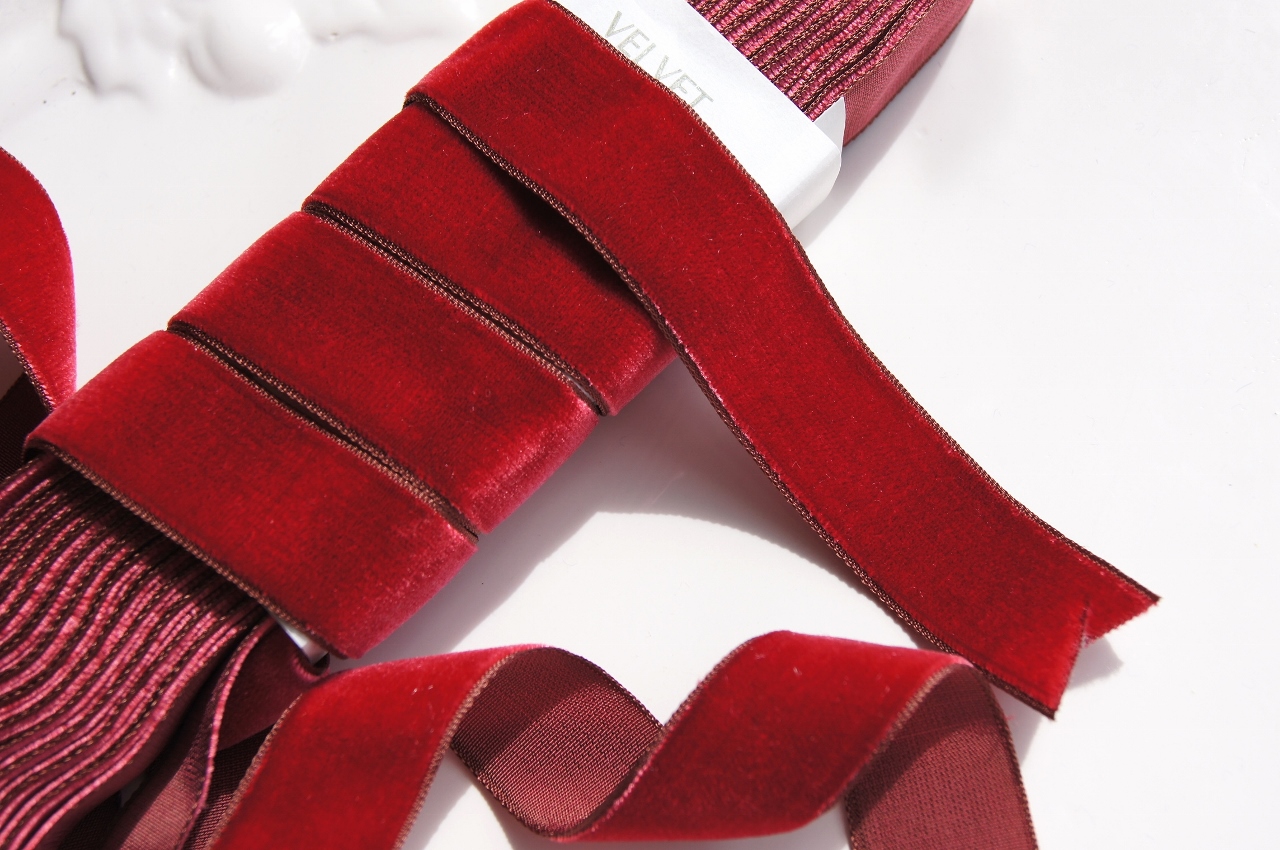 Ruby Red French Ribbon Velvet Trim 24mm