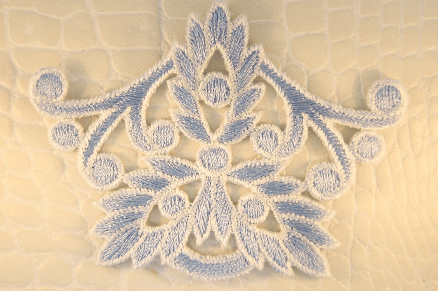 Soft Blue White Floral Design Iron-On Applique #appliques-13