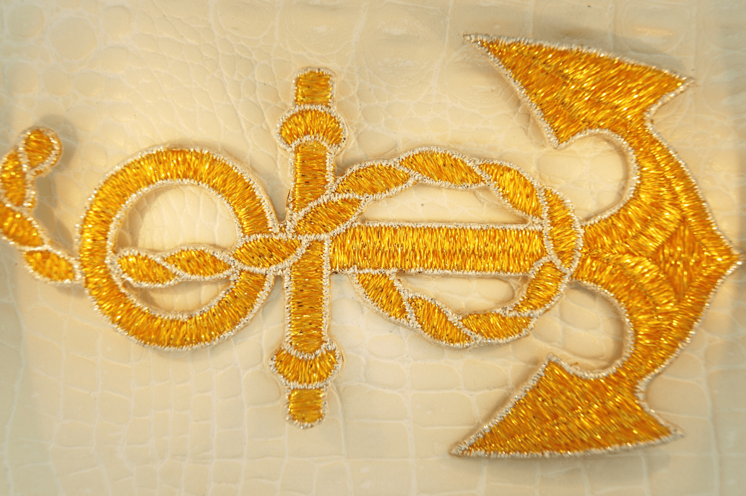 Sparkling Gold Silver Metallic Rope Anchor Design Iron-On Applique # ...