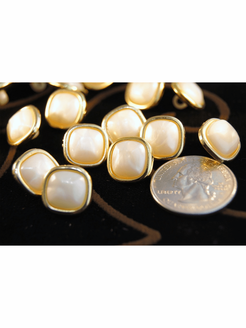 Square Pearl Look Vintage Metallic Gold Buttons 3/16" inch (15 pcs)