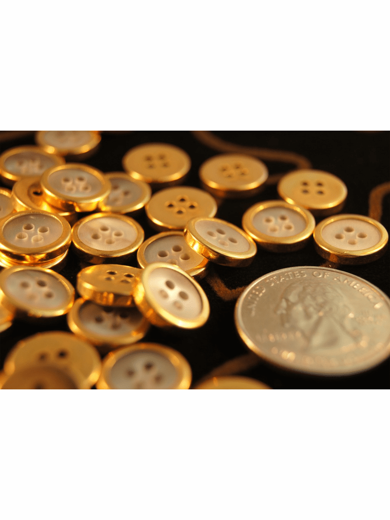 Vintage Gold Rim 4 Hole Buttons 1/2" inch (15 pcs)
