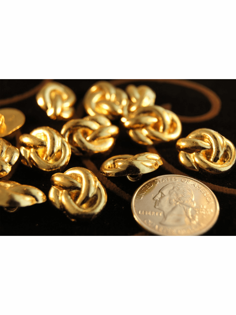 Vintage Metal Gold Shank Buttons 5/8" inch (12 pcs)