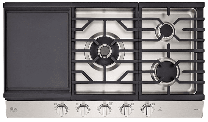CBGS3628S LG Studio 36" Gas Cooktop with Griddle and Cast Iron Grates ...