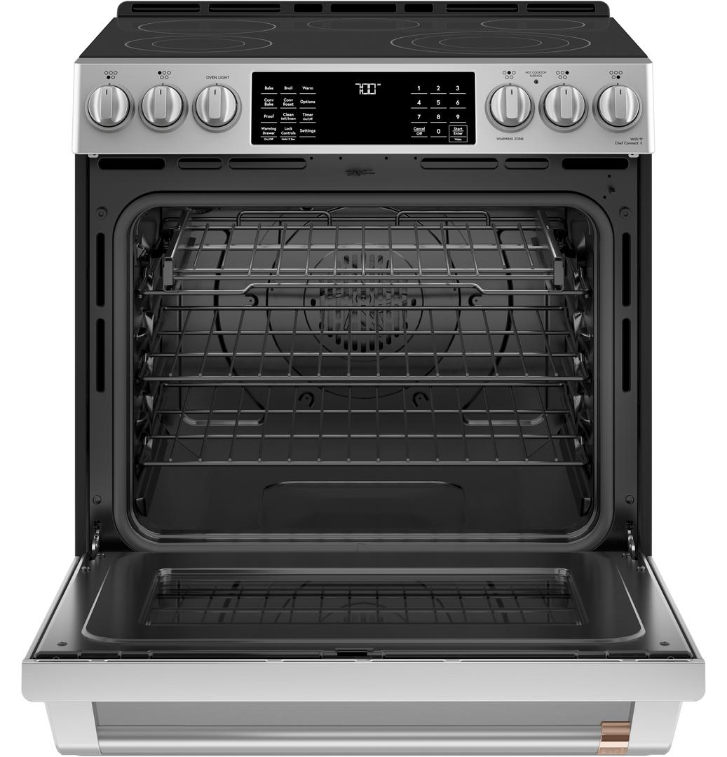 CES700P2MS1 Cafe 30" Slide-In Front Control Electric Range with True ...