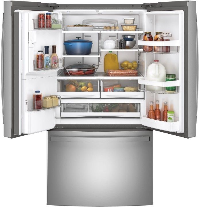 GFE28GYNFS GE 36" 27.7 Cu. Ft. French-Door Bottom Freezer Refrigerator ...