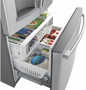 GFE28GYNFS GE 36" 27.7 Cu. Ft. French-Door Bottom Freezer Refrigerator ...