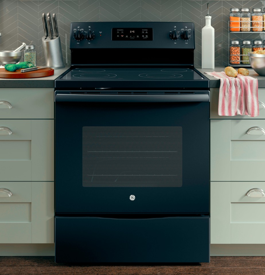JB645DKBB GE 30" Freestanding Electric Range with Ceramic Glass Cooktop ...