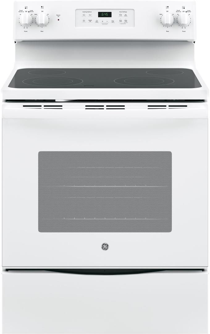 JB645DKWW GE 30" Freestanding Electric Range with Ceramic Glass Cooktop ...