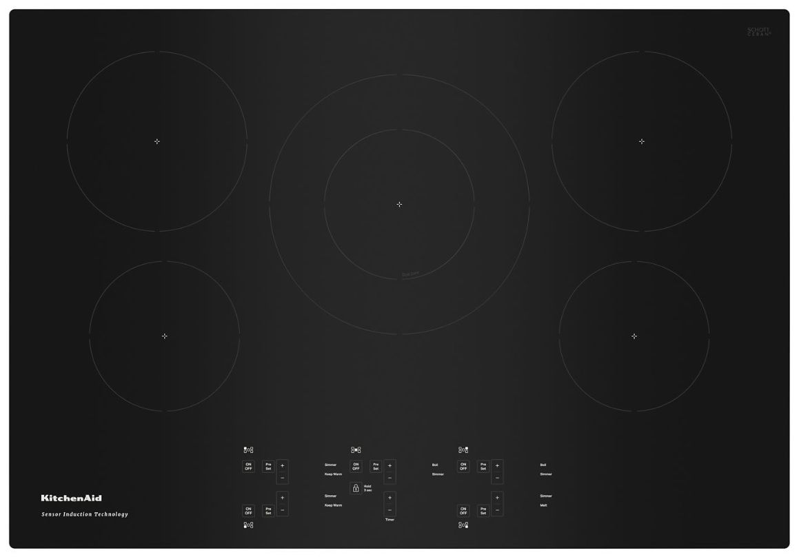 KCIG550JBL KitchenAid 30" Induction Cooktop with 5 Elements - Black