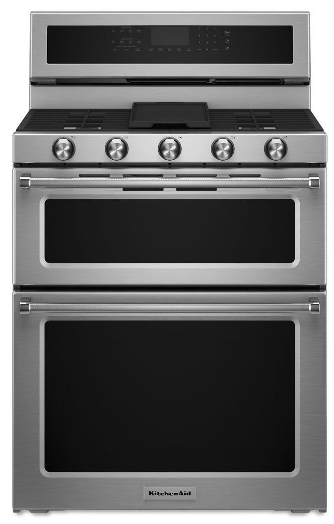 KFDD500ESS KitchenAid 6.7 Cu. Ft. 30" Double Oven Dual Fuel 5 Burner ...