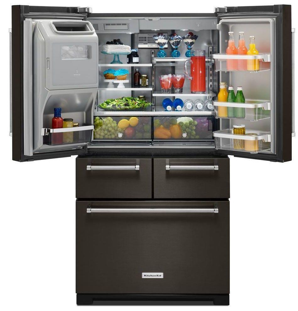 KRMF706EBS KitchenAid 36" Multi-Door Freestanding Refrigerator with ...