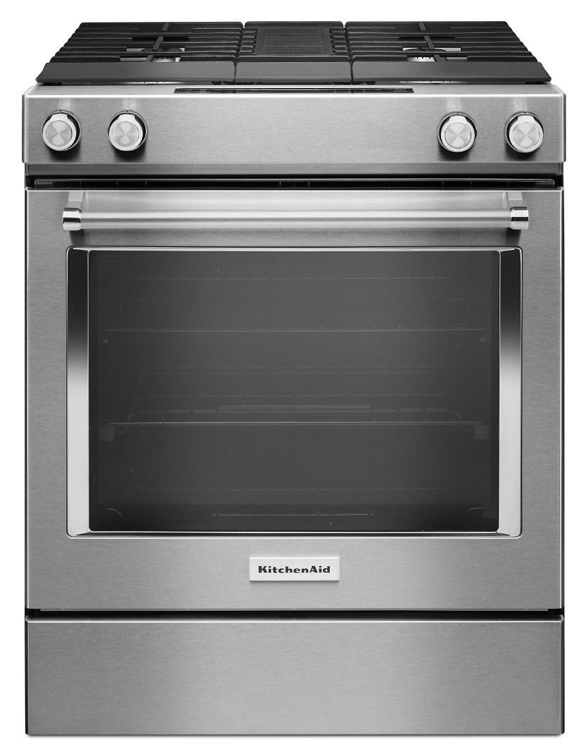 KSDG950ESS KitchenAid 30-Inch 4-Burner Dual Fuel Downdraft Slide-In ...