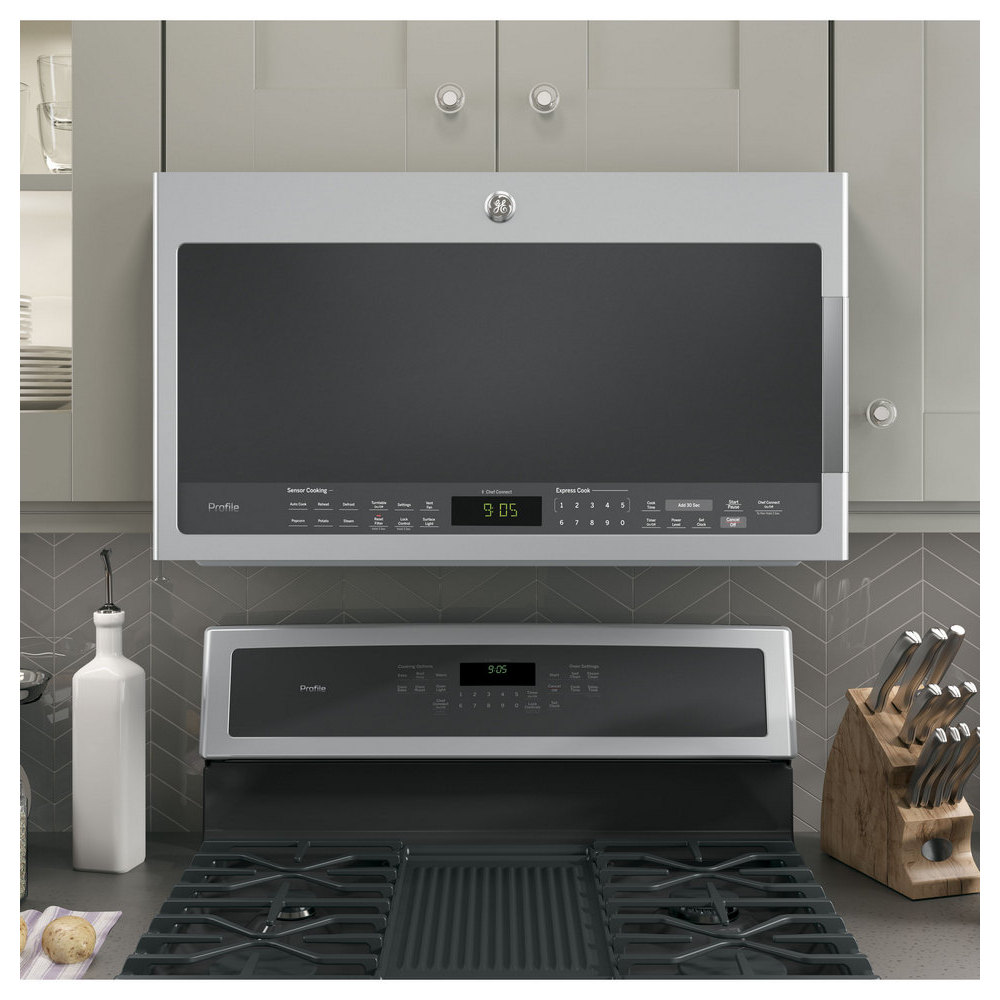PVM9005SJSS GE Profile 30" 2.1 Cu. Ft. Over-the-Range Sensor Microwave ...